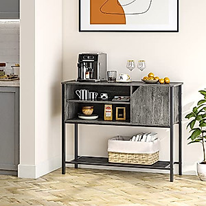 Bestier Coffee Bar with Storage Buffet Cabinet Kitchen Sideboard with Adjustable Shelves Console Table for Kitchen Dinning Room Living Room Hallway Entrance, Gray