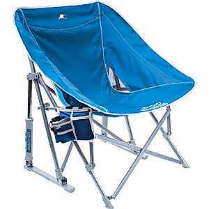 GCI Outdoor Pod Rocker Beach Chair | Collapsible Folding Rocking Chair with Drink Holder & Portable Carry Bag — Saybrook Blue