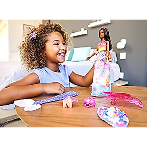 Barbie Dreamtopia Dress Up Doll Gift Set, approx. 12-inch, Brunette with 3 Fashions