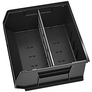 Akro-Mils 30250 AkroBins Plastic Storage Bins, Space-Saving Stackable Bins for Garage, Pantry, Craft Organization, 15-Inch x 16-Inch x 7-Inch, Black, 6-Pack