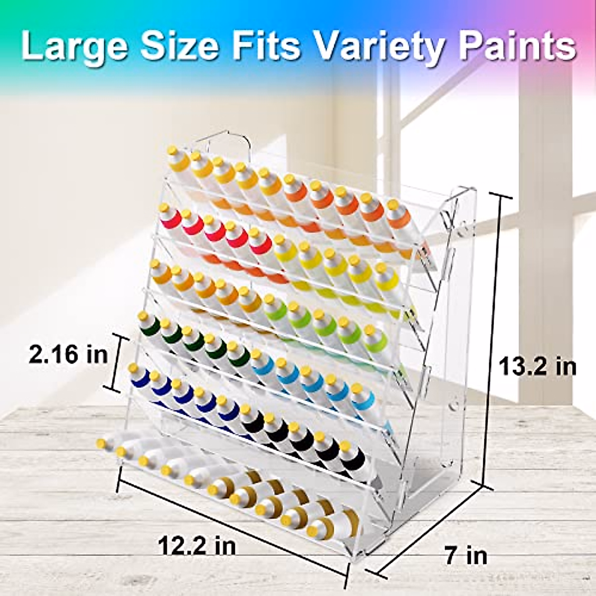 Acrylic Paint Organizer Wall Mount, Paint Holder Perfect for Craft Hobby Paint Storage, Acrylic Paint Storage, Craft Paint Storage, Paint Rack for 2 oz Bottles, Hobby Paint Storage with Brush Holder