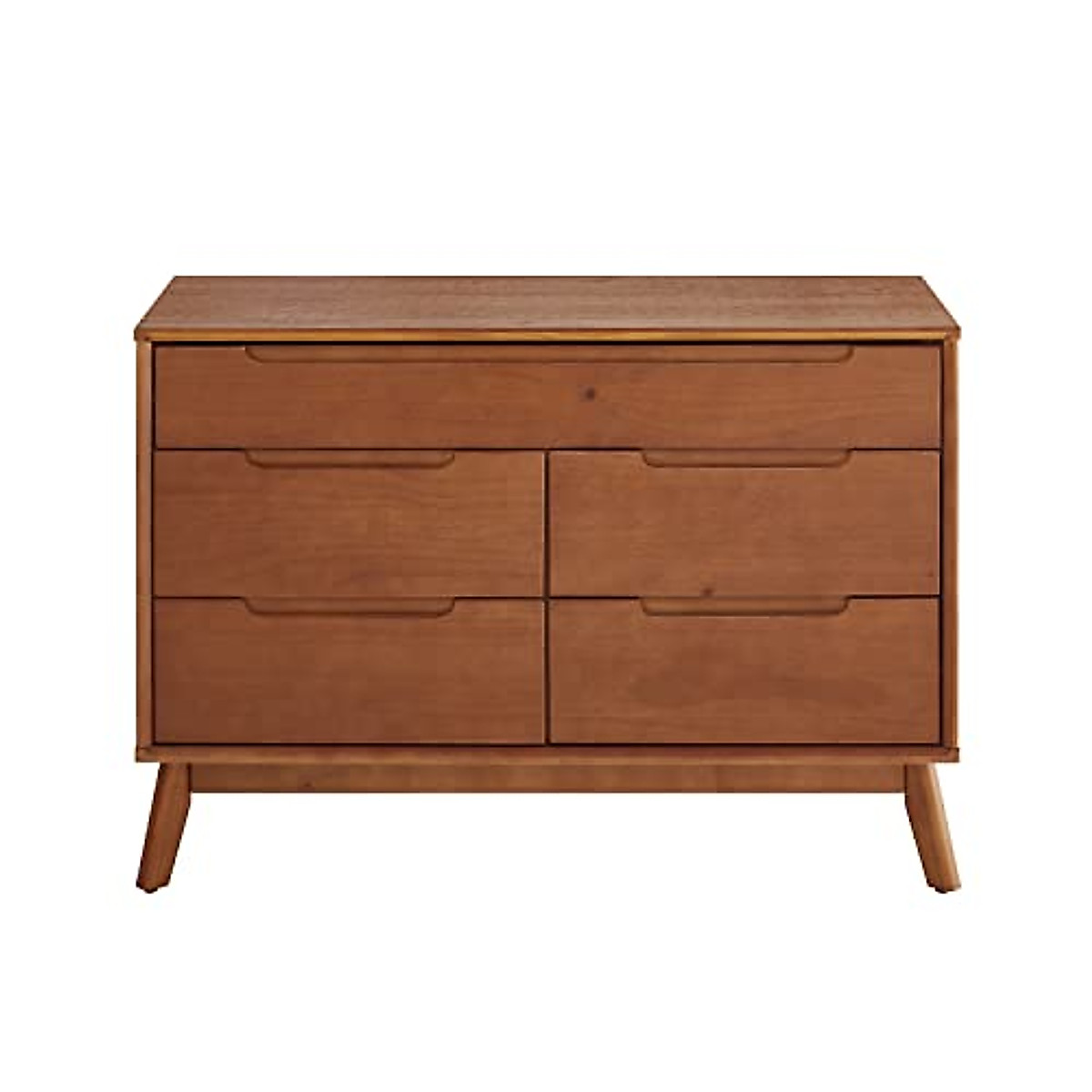 MUSEHOMEINC Mid Century Dresser for Bedroom,Wood Dressers & Chests of Drawers, Clothes Storage Cabinet, 3 Tier Storage Organizer,5 Drawer Dresser for Closet/Living Room/Hallway/Nursery, Walnut