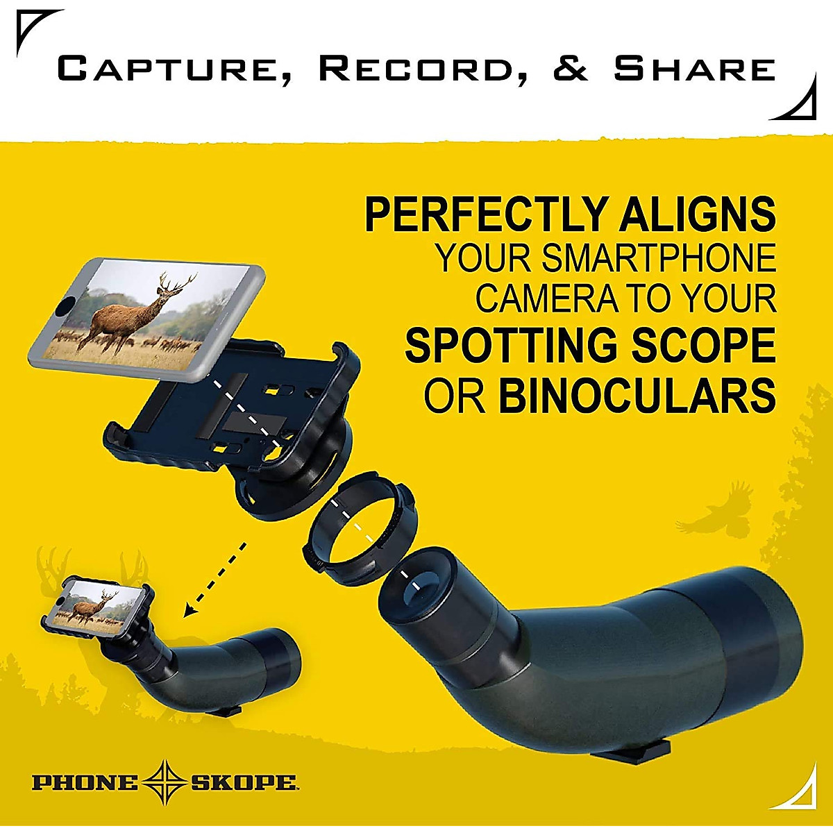 Phone Skope Complete Digiscoping Kit, Compatible with iPhones OR Samsung, Includes PhoneCase + Eyepiece Adapter + Lens Cloth
