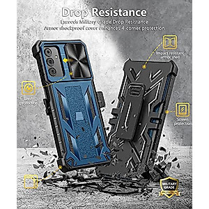 Case for Samsung Galaxy A13 5G: Rugged Protective A13 Cell Phone Cover with Kickstand Clip Holster Stand | Shockproof Bumper Textured Matte Design Military-Grade Heavy Duty Drop Protection - Blue