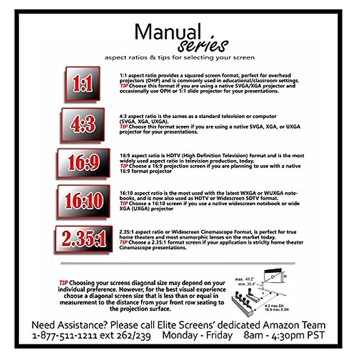 Elite Screens Manual Series, 92-INCH Pull Down Manual Projector Screen with AUTO LOCK, Movie Home Theater 8K / 4K Ultra HD 3D Ready, 2-YEAR WARRANTY, M92UWH, 16:9, Black