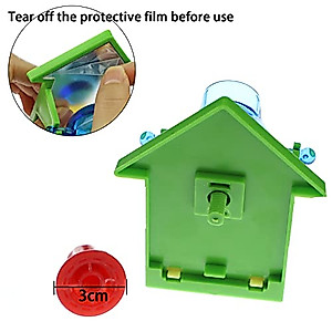 Toysructin Bird Food Feeder with Mirror, Automatic Pet Parrot Feeders Rotating Training Foraging Toy, Plastic Birds Feeding Dispenser Fun Parrots Intelligence Growth Cage Toys for Small Medium Birds