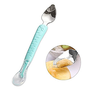 Double Head Baby Silicone Food Spoon (green),portable scraping mud.munchkin ezpzbaby brezza baby led weaning supplies (Green)