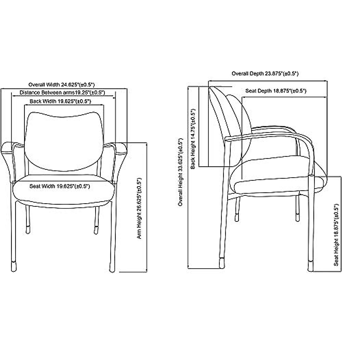 Lorell Fabric Back Guest Chair, 33.6" x 24.6" x 23.9", Black
