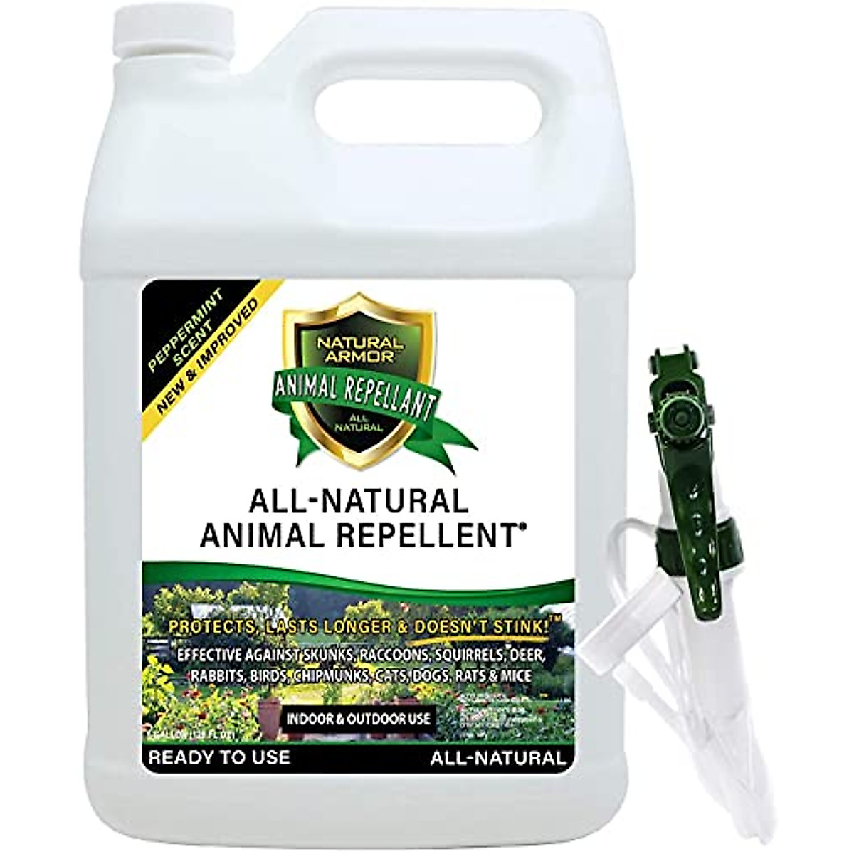 Natural Armor Animal & Rodent Repellent Spray. Repels Skunks, Raccoons, Rats, Mice, Deer Rodents & Critters. Repeller & Deterrent in Powerful Peppermint Formula – 128 Fl Oz Gallon Case of 4
