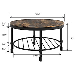 CADMIC 31.5" Round Industrial Coffee Table for Living Room