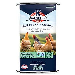 Kalmbach Feeds Soy Free Non-GMO 5 Grain Premium Scratch Grain Treat for Chickens, 50 lb