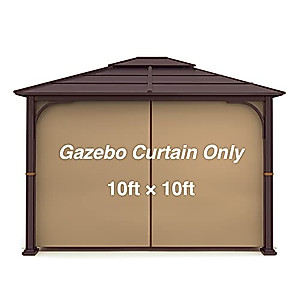 Gazebo Universal Replacement Privacy Curtains - Gafrem 10' x 10' Canopy Side Wall Privacy Panel with Zipper, 1 Panel Sidewall ONLY (Khaki)