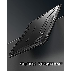 Poetic Revolution Case Designed for iPad Pro 12.9 6th Gen 2022 / 5th Gen 2021/4th Gen 2020/3rd Gen 2018, Full Body Rugged Shockproof Protective Case with Kickstand and Built-in-Screen Protector, Black