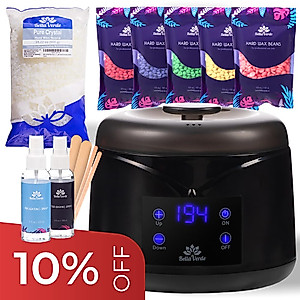 Bella Verde Wax Warmer Home Waxing Kit - Wax Kit for Hair Removal Wax Pot Professional with LED Display and 6 Bags Painless Hard Wax Beans, 20 Wax Sticks for Face, Legs, Arms, Bikini