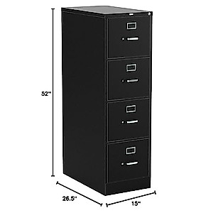HON 4-Drawer Letter File - Full-Suspension Filing Cabinet, 26-1/2-Inch Black (310 Series - Model 314PP)