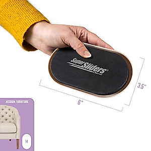 Super Sliders 3 1/2" x 6" Oval Reusable Furniture Sliders for Carpet - Effortless Moving and Surface Protection, Beige (8 Pack)