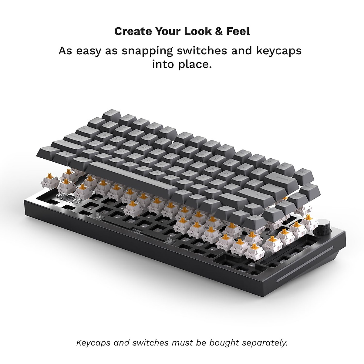 Glorious Modular Mechanical Gaming Keyboard - 75% / Barebones/Pre Built/Black and White (Barebones (Black))