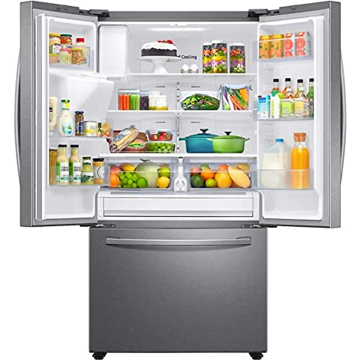 Samsung 27 Cu. Ft. Fingerprint Resistant Stainless Steel 3-Door French Door Refrigerator With External Water & Ice Dispenser