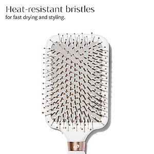 T3 Smooth Paddle Brush | Cushioned Body and Wide Flat Base for Gentle Styling | Heat Resistant Bristles