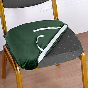 Efavormart Hunter Green Velvet Dining Chair Seat Cover, Stretchable Chair Cushion Cover with Tie Removable Washable Upholstered Protector Seat Slipcovers for Dining Room, Office