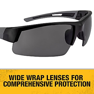 DEWALT Unisex DPG100 Half Frame Comfort Fit Protective Eyewear Black Frame Smoke Lens