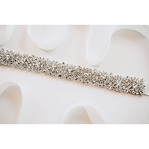 Remedios Rhinestone Bridal Belt Bridesmaid Sash Crystal Wedding Belt Women Dress Accessories, Ivory