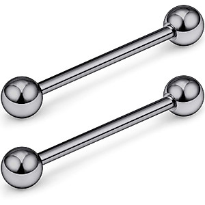 SCERRING Grade 23 Titanium Externally Threaded Nipple Bar Barbell Rings Piercing Retainer 16G 7/8Inch Sold as a Pair