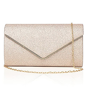 Labair Shining Envelope Clutch Purses for Women Evening Purses and Clutches For Wedding Party. (Champagne)