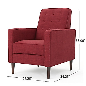 Christopher Knight Home GDFStudio Mason Mid-Century Modern Tuft Back Recliner (Qty of 1, Fabric/Red).