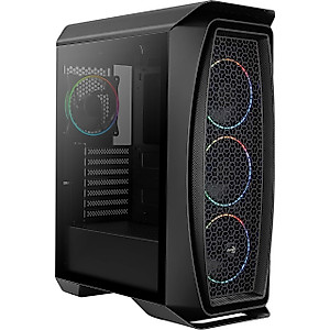 Gaming PC Case Mid-Tower Chassis by AeroCool, AeroOne Eclipse Black, Tempered Glass Panel, 4X RGB Fans, 2X USB 3.0, ATX Desktop Case