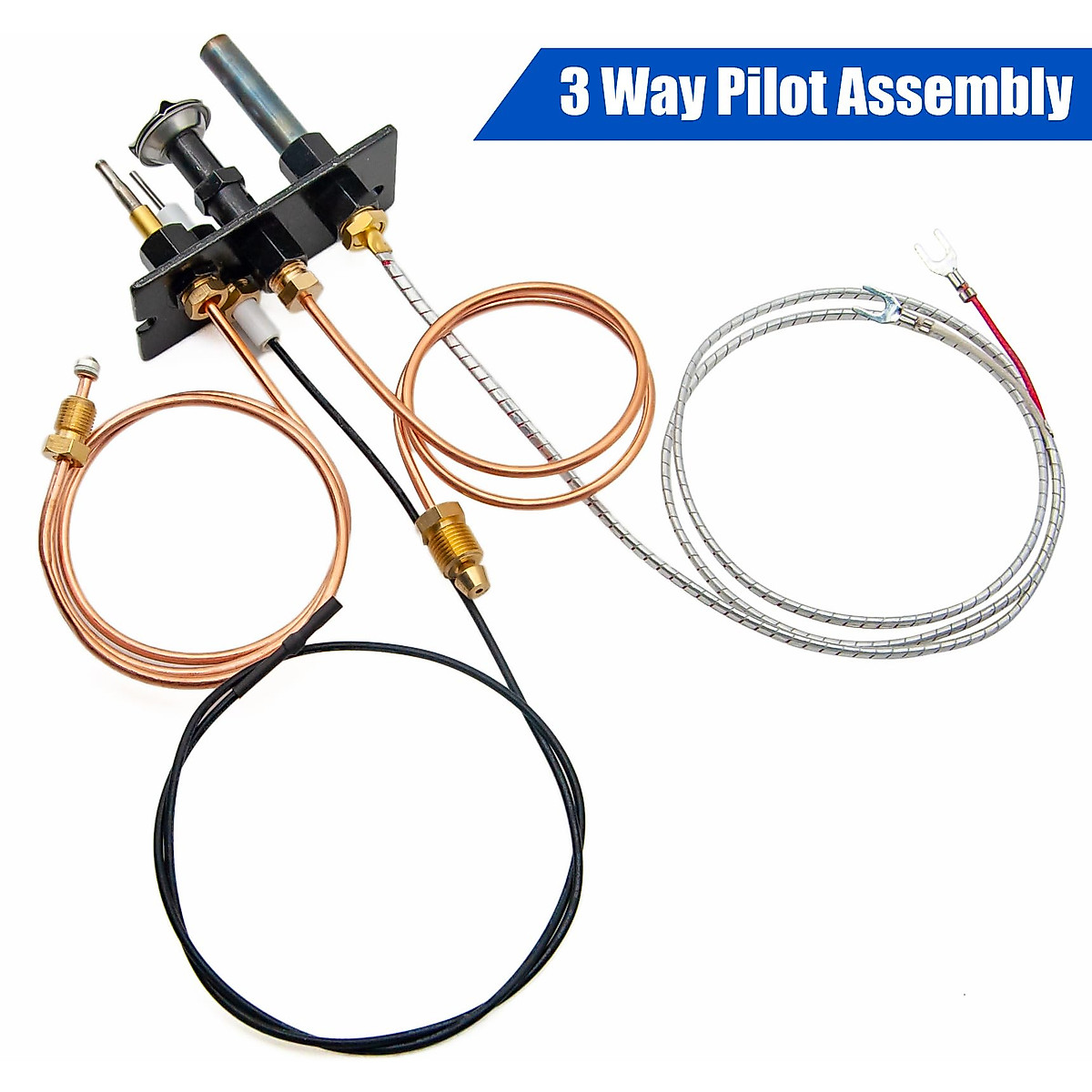 Propane and Natural Gas Pilot Assembly Replaces 10002265 10002264, LP NG 3 Way Pilot Replacement for Majestic,Temco,Vermont Castings Dutchwest,Fireplace and Stoves(Include Free NG Nozzle)