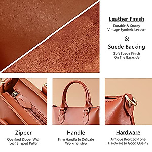 Top Handle Vegan Leather Satchel Bag For Women (Black) Retro Faux Casual Purse Classic Vintage Simple Shoulder Handbag