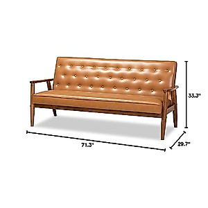 Baxton Studio Sorrento Sofas, Tan/Walnut Brown