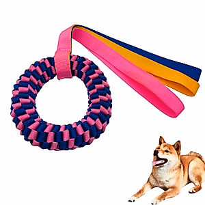 CaBYbigG Dog Rope Toys,Pink Ring Dog Toy with Rope,Dog Dental Teeth Cleaning Toys,Tug of War Dog Toy for Large Dogs