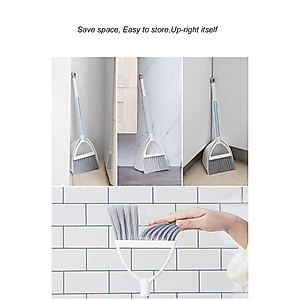 Qidiwin Mini Broom and Dustpan, Home Kitchen Sweeping for Kids(White+Gray)