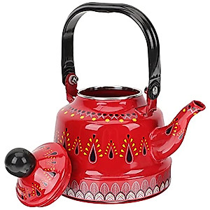 LUOZZY Enamel Tea Pot Thicken Tea Kettle Vintage Water Coffee Tea Kettle Pot for Stovetop - 1.7L Red