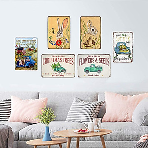 Flower Art Lovers Wall Decor Signs Baby Kleidung Weant Bunny with Flowers Farm Garden Bar Cafe Kitchen Home Room Wall Decor Art Tin Signs 8 x 12 inch