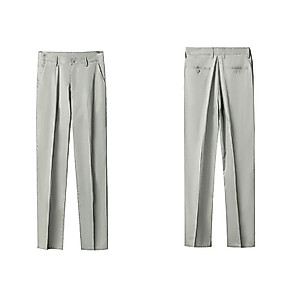 Men's Slim Fit Stretch Pant Classic Solid Color Casual Suit Pant Lightweight Business Comfort Trousers (Green,30)