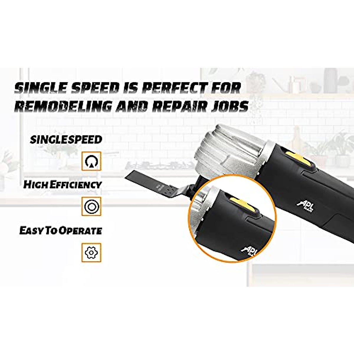 APLMAN Multi Purpose Oscillating Tool, 1.6-Amp Oscillating Multi Tool with 3.2°Oscillation Angle, Single Speed and 8 Pcs Accessories，Carrying Box