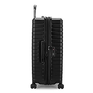 Traveler's Choice Archer Polycarbonate Hardside Spinner Luggage Set, Tie Down Straps, Black, Checked 29-Inch