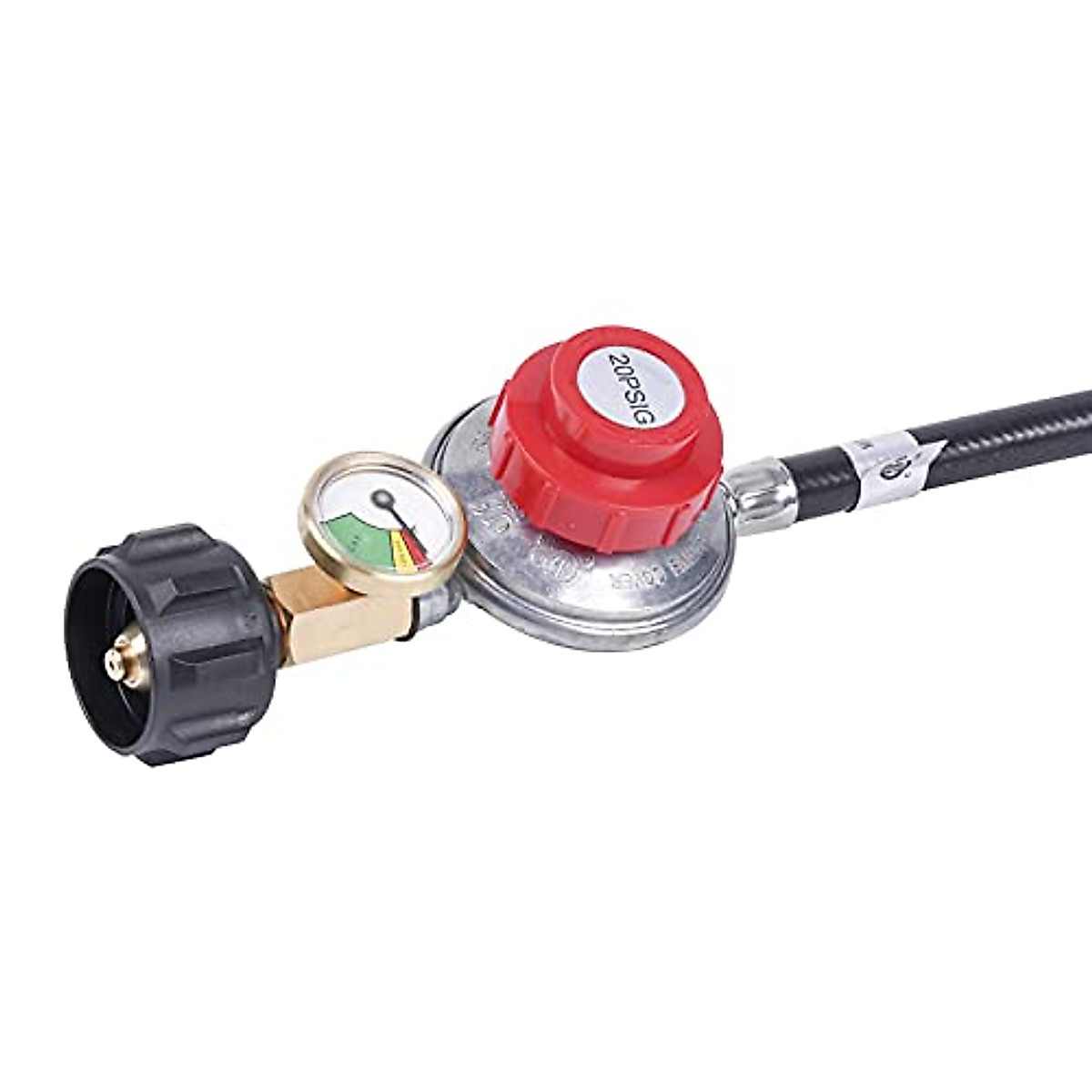 GasSaf 5FT Adjustable Propane Regulator, High Pressure Propane Regulator Hose with Gauge Suitable for Burners,Turkey Fryers,Forge,etc - 3/8”Female Flare Nut