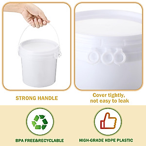 Uiifan 10 Pieces 0.5 Gallon 2 L Ice Cream Buckets with Lids Containers for Homemade Ice Cream Tub Round Plastic Bucket with Handle Food Storage Containers, Freezer, Dishwasher and Microwave Safe