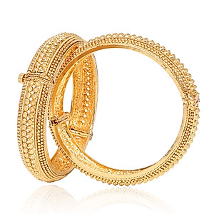 Sukh Collection Jewellery ndian Bollywood Antique Gold Plated Ethnic 2 Pcs Screw Kada Bangle Bracelet Jewelry Women Wedding Style Set (2.4)