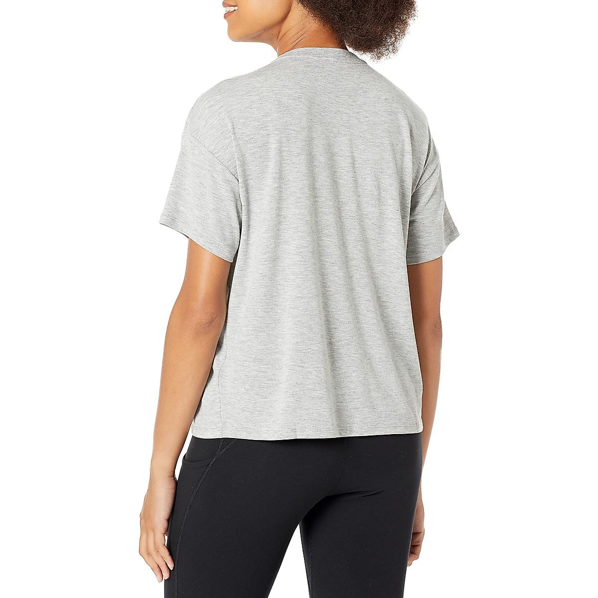 Juicy Couture Women's Varsity Crop Short Sleeve T-Shirt, Light Grey Heather/Knockout, Large