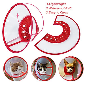 Vivifying Pet Cone for Small Dogs and Cats, Adjustable 5.7-8 Inches Recovery Cone, Lightweight Elizabethan Collar for Cats, Puppy and Small Dogs (Red)