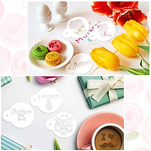 20 Pieces Father's Day Cookie Stencil Set Reusable Cake Baking Templates for Cookie Cupcake Fondant DIY Crafts Theme Party Decoration Supplies