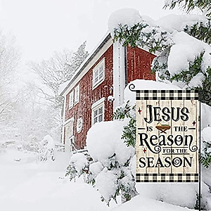 ORTIGIA Christmas Jesus is the Reason for the Season Garden Flag Vertical Double Sided 12x18inch Nativity Christmas Scene Story Yard Flag Winter Holiday Xmas Religion Outdoor Flag