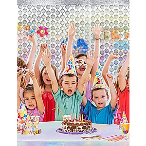 JIANGLAI Disco Ball Foil Curtain 2 pcs and 1 Piece Party Tablecloth- Last Disco Bachelorette Party Decorationsfor 60s 70s 80s 90sDisco Birthday Party Backdrop, Wedding (Sequin Silver)