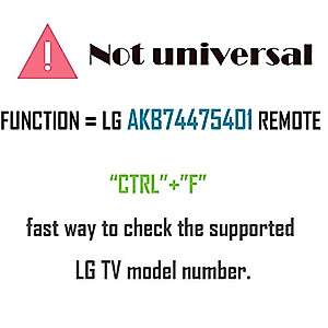 AKB74475401 Replacement for LG Remote Control for Smart TV 49UF6430 43UF6400 49UF6490 49UF6400 43UF6430 43LF5900 55UF6450 49UF6900 49LF5900 32LF595B 24LF4820 65UF6450 with GP Alkaline 2 pcs Batteries