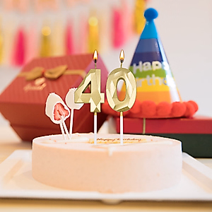 28th & 82nd Birthday Candles for Cake, Gold Number 28 82 3D Diamond Shaped Candle Birthday Decorations Party Supplies for Women or Men